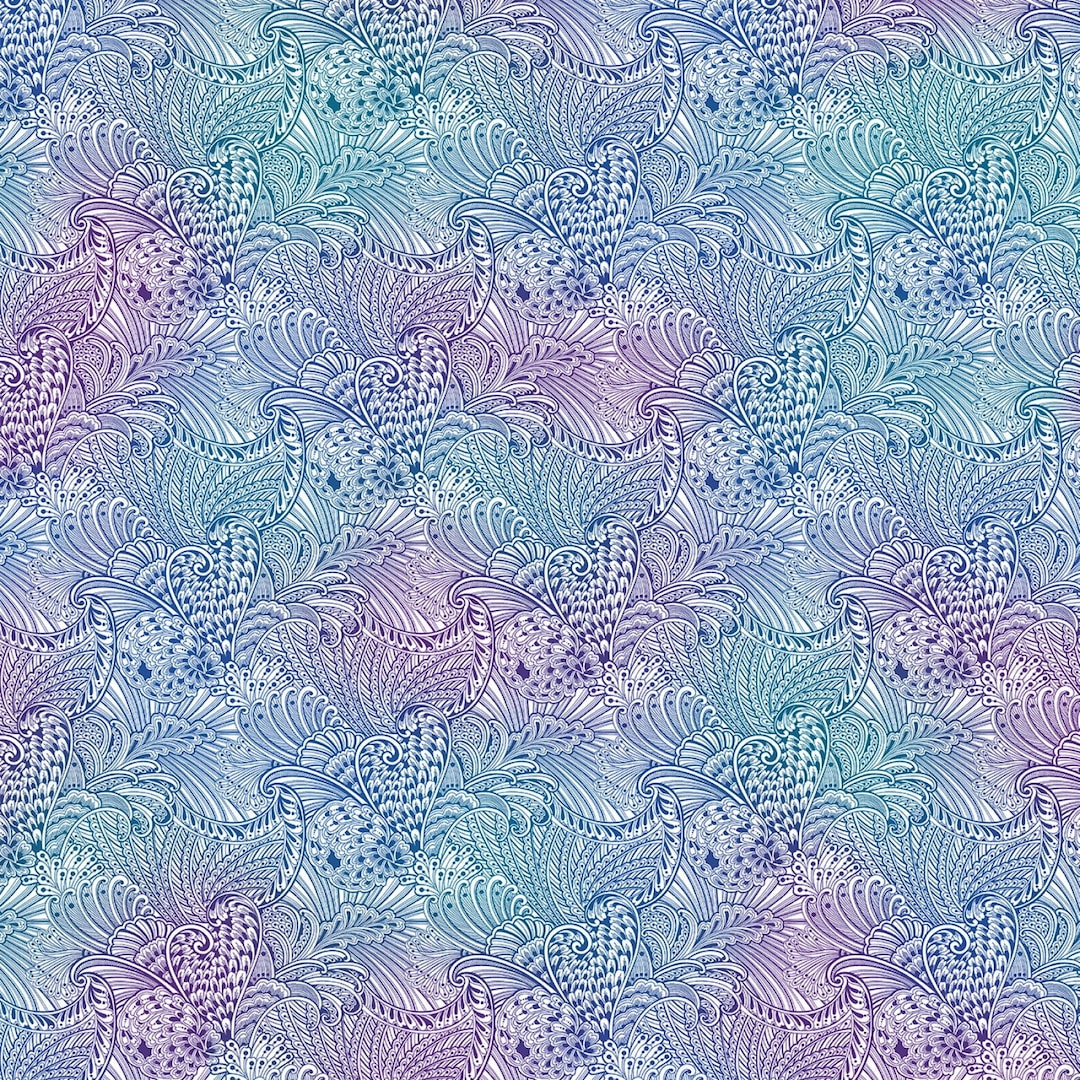 Eob~benartex~peacock Flourish~opulence Mottled~108" Wide Backing~white ...