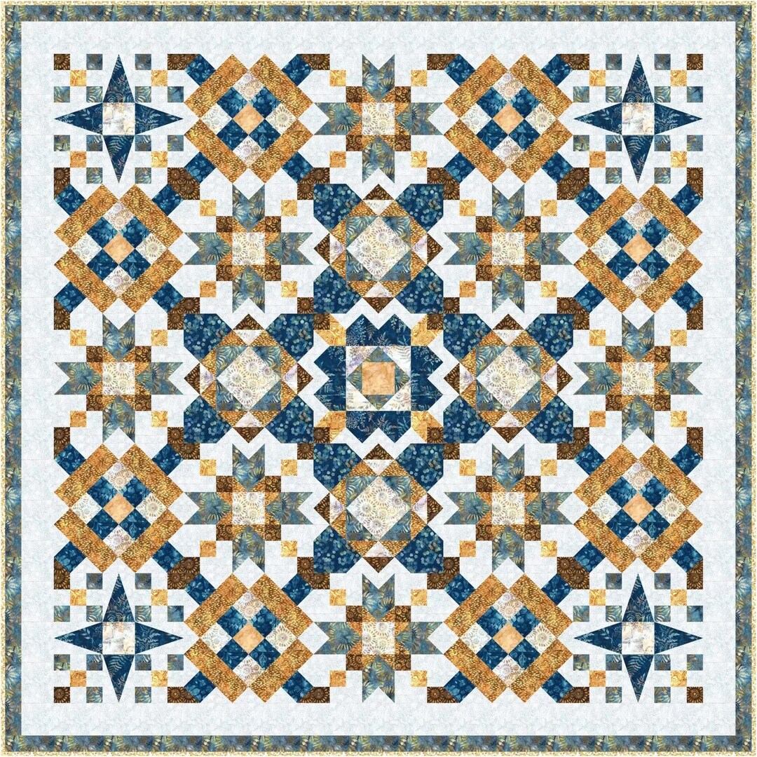 Quilt Kit~sheaves and Pulleys~93" X 93" Wheat Fields Batik Queen Quilt ...