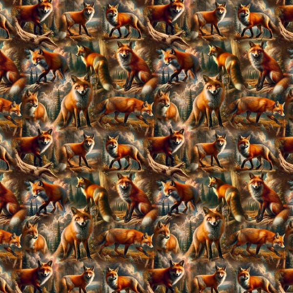 Fox Print Fabric - Etsy