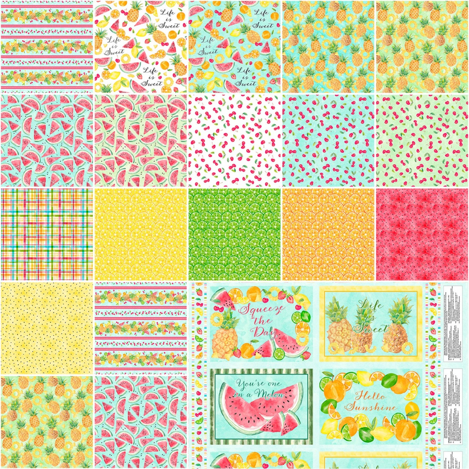 Wilmington Prints Squeeze the Day Cherry White Cotton | Etsy