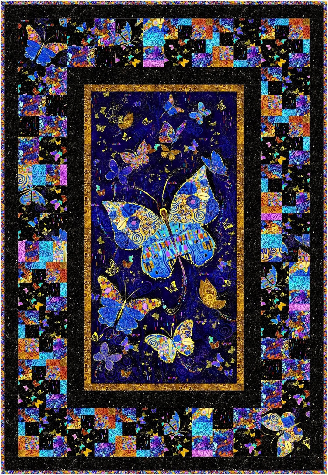 Quilt Kitfractured Gold47 X 68 Wings of Gold With Metallic Panel Quilt ...