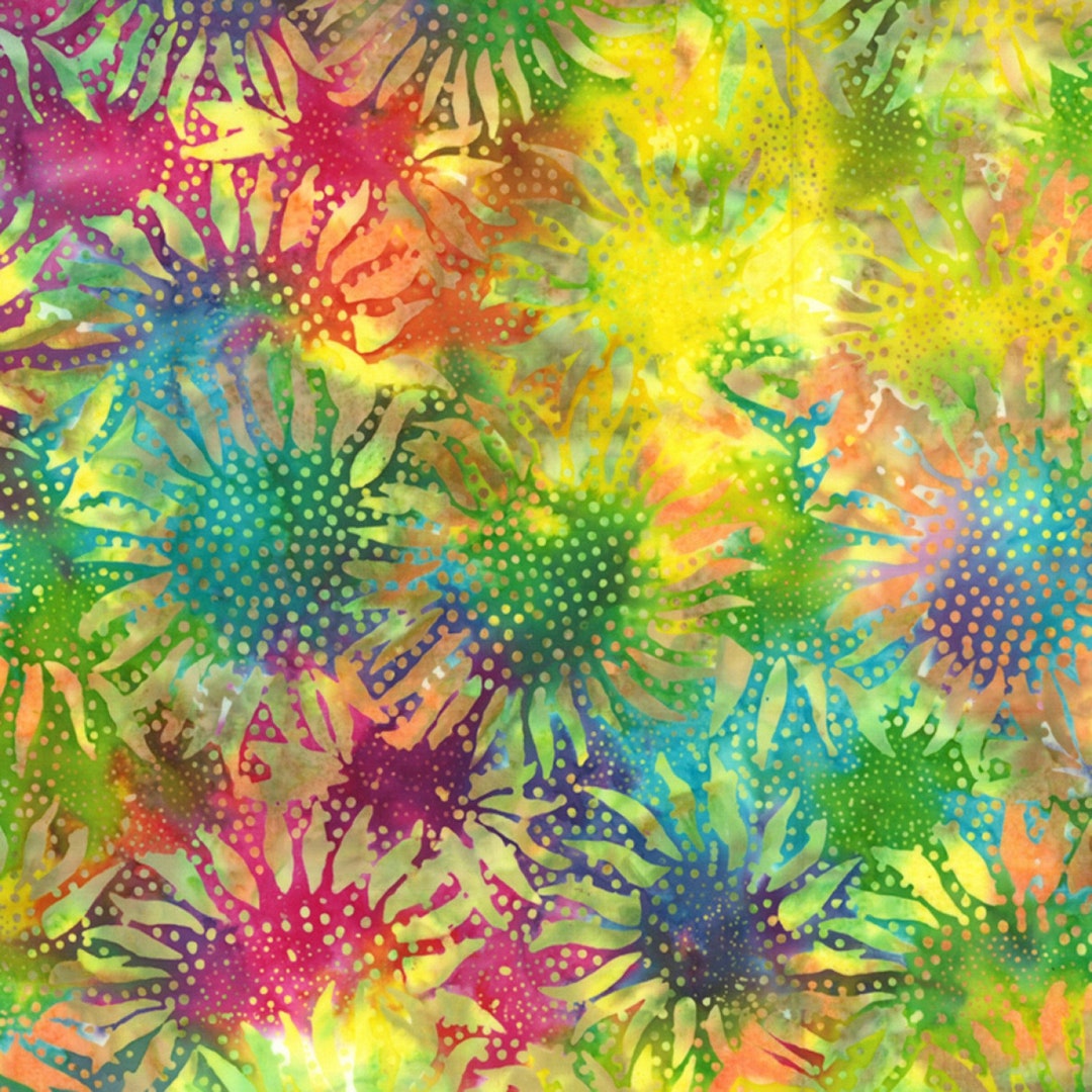 Hoffman~bali Batiks~sunflower~multi~cotton Batik Fabric by the Yard or ...