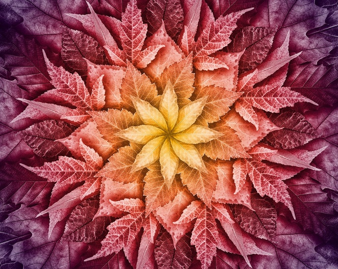 Hoffman Dream Big Leaf Spectrum Digital Print 43 Square Panel Mulberry ...