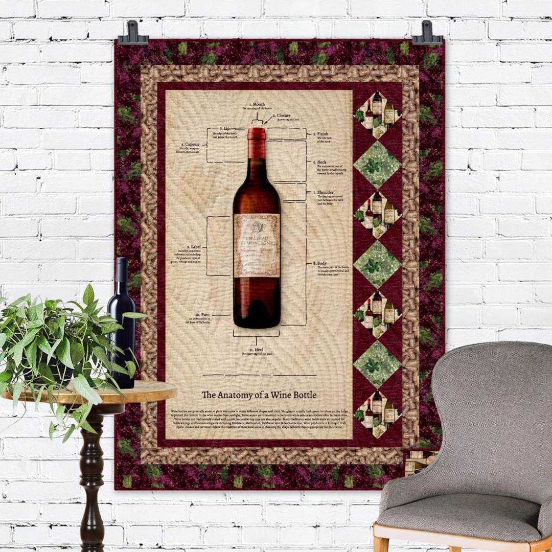 Quilt Kit~sidebar~40" X 55" Cheers Anatomy of a Wine Bottle Panel Quilt ...