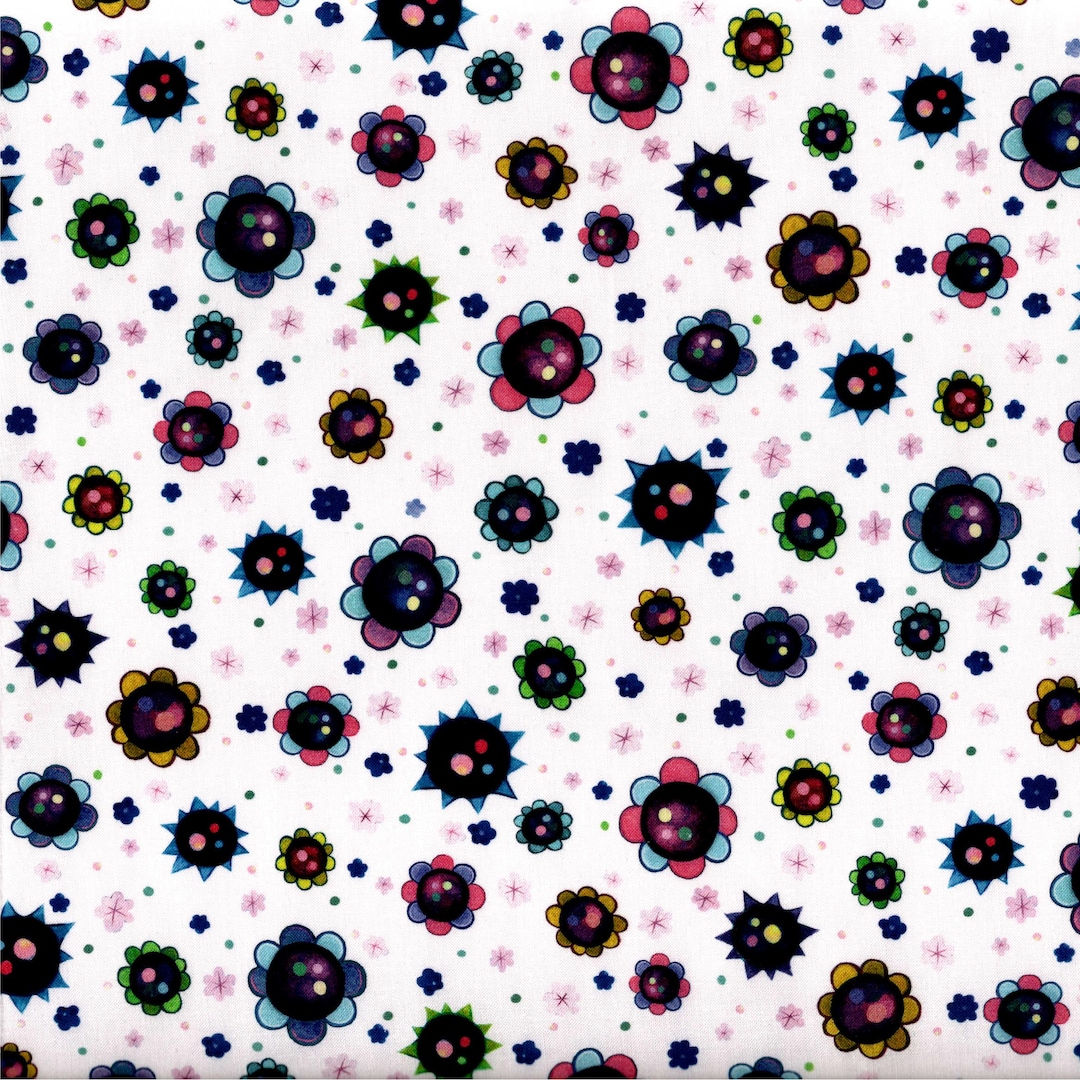 P&B Textiles~hootie Patootie~flower Toss~white~cotton Fabric by the ...