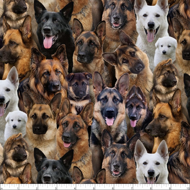 Elizabeths Studio Best Friend German Shepard Multi Cotton Fabric by the ...