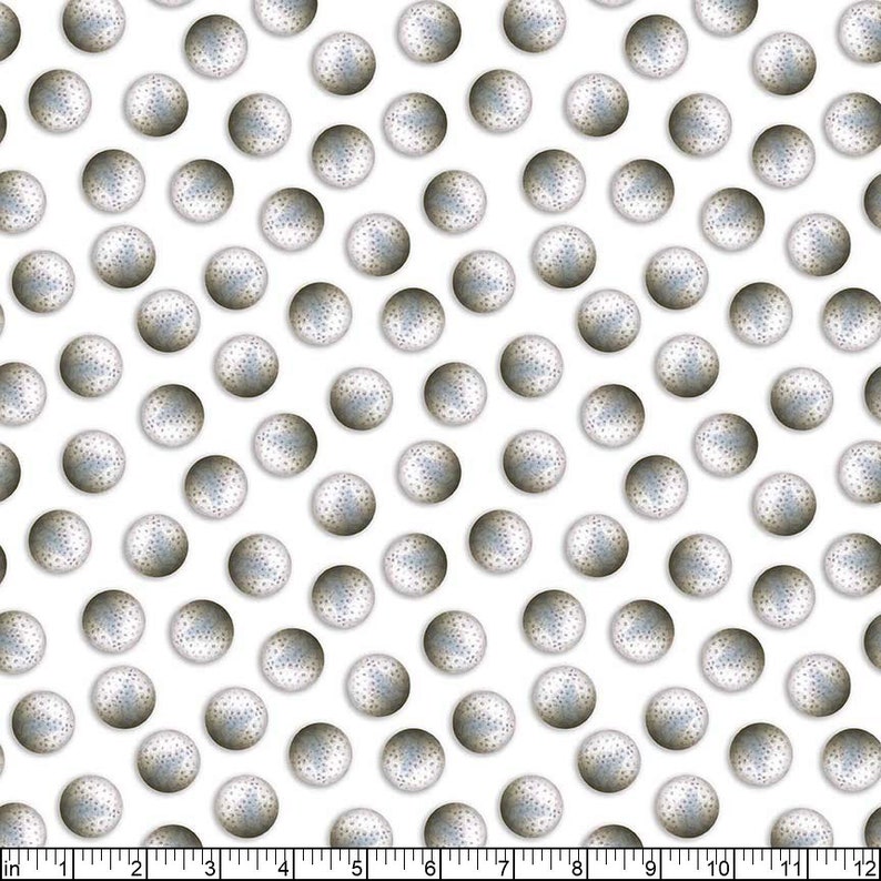 Blank Quilting Front Nine Golf Balls White Cotton Fabric by the Yard or ...