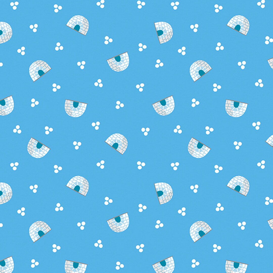 Benartex~arctic Friends~little Igloos~sky Blue~cotton Fabric by the ...