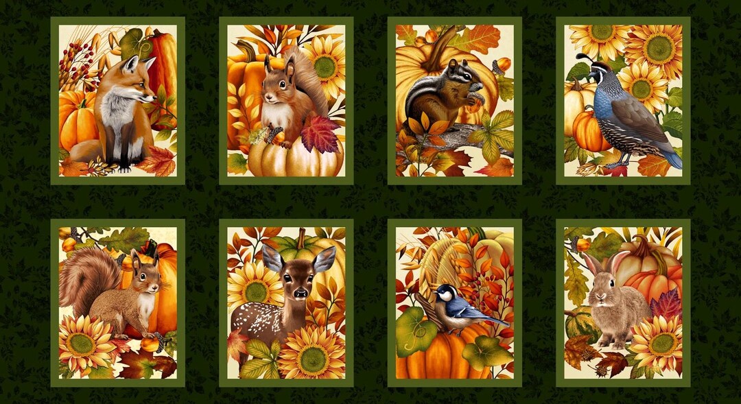 Studio E Autumn Fields 24.25" X 43" Fall Animal Blocks Panel Hunter ...