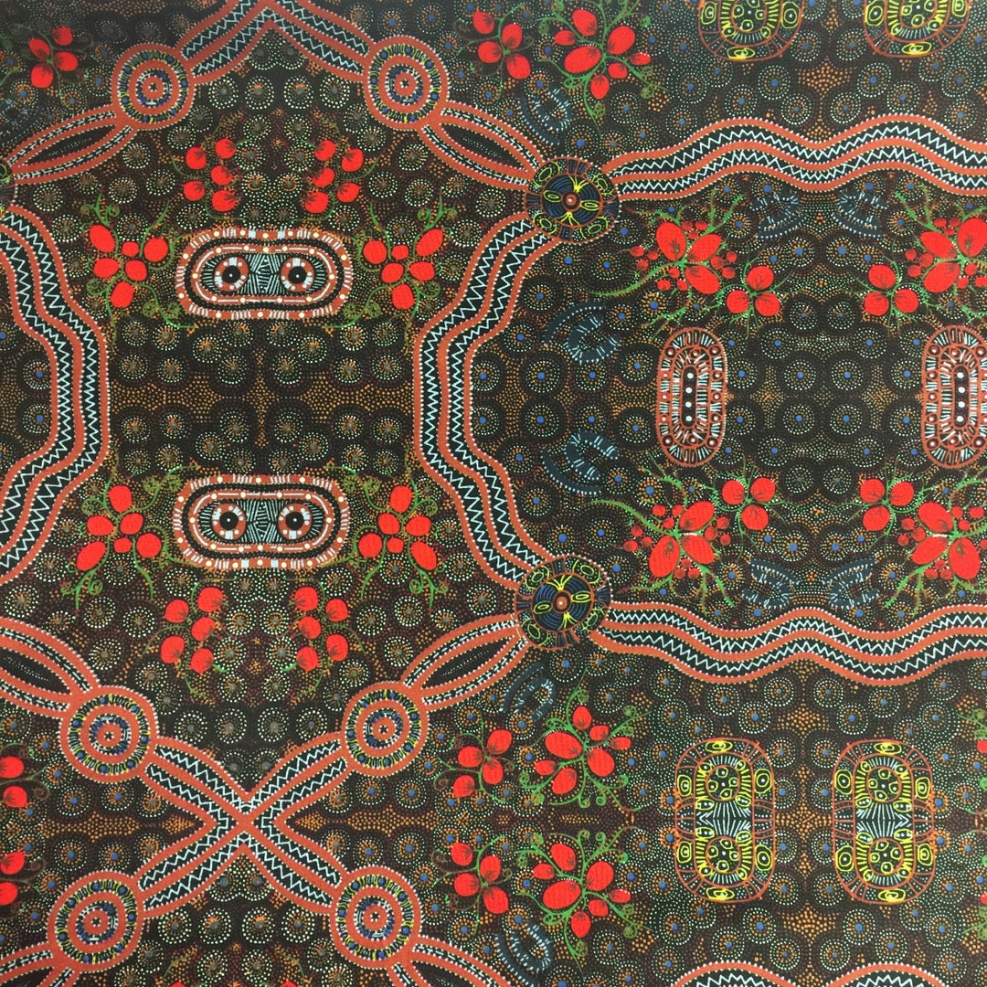 EOB~M & S Textiles~aboriginal~bush Food Red by Cindy Wallace~fabric by ...