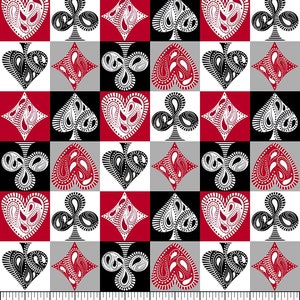 Blank Quilting Scarlet Story Card Suits Red Cotton Fabric by the Yard ...