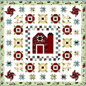 Riley Blake~spring Barn Quilts~chickens~red Fabric by the Yard or ...