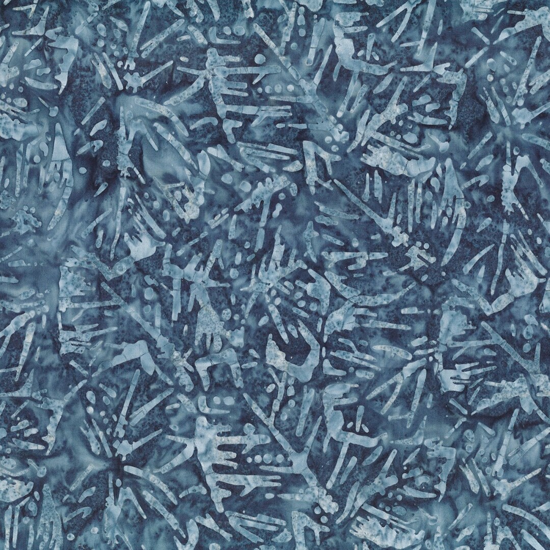Wilmington Batiks~blue Smoke~banana Leaf~dark Blue~cotton Batik Fabric ...