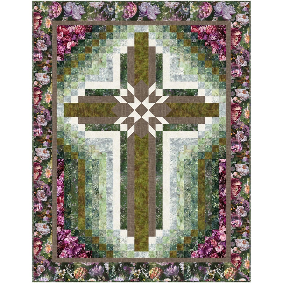 Quilt Kit~farmhouse Cross~46" X 60" Botanical House Cross Wall Quilt ...