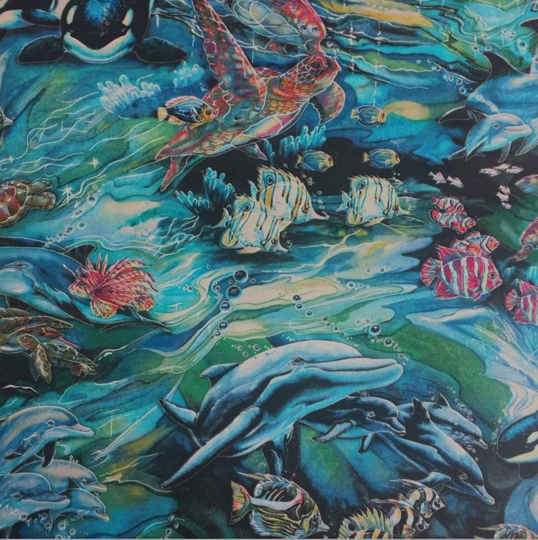 Robert Kaufman~north American Wildlife~ocean Fish~cotton Fabric by the ...