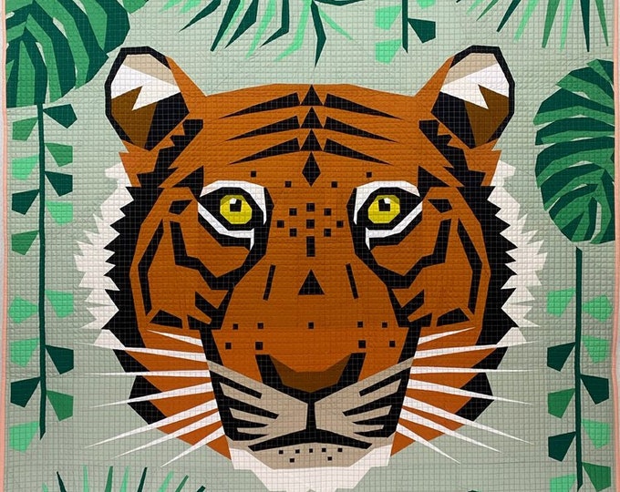 Quilt Kittiger Abstractions60 X 75 Foundation Paper Pieced Tiger Quilt ...