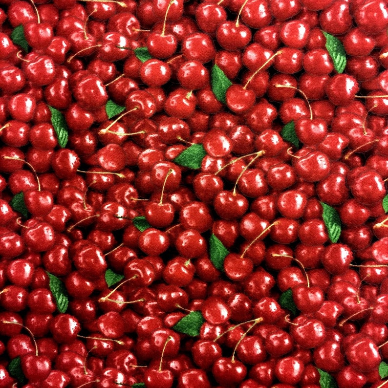 Elizabeths Studio Food Festival Cherries Red Cotton Fabric by the Yard ...