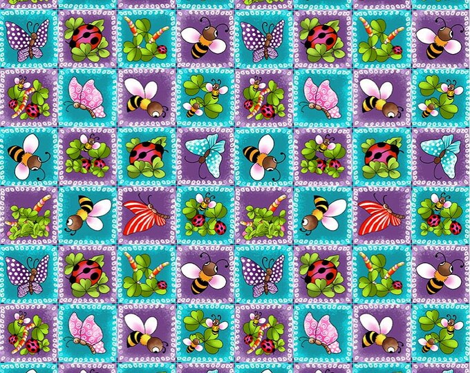 Eob~blank Quilting~pixie Patch~bug Patch~turquoise~cotton Fabric by the ...