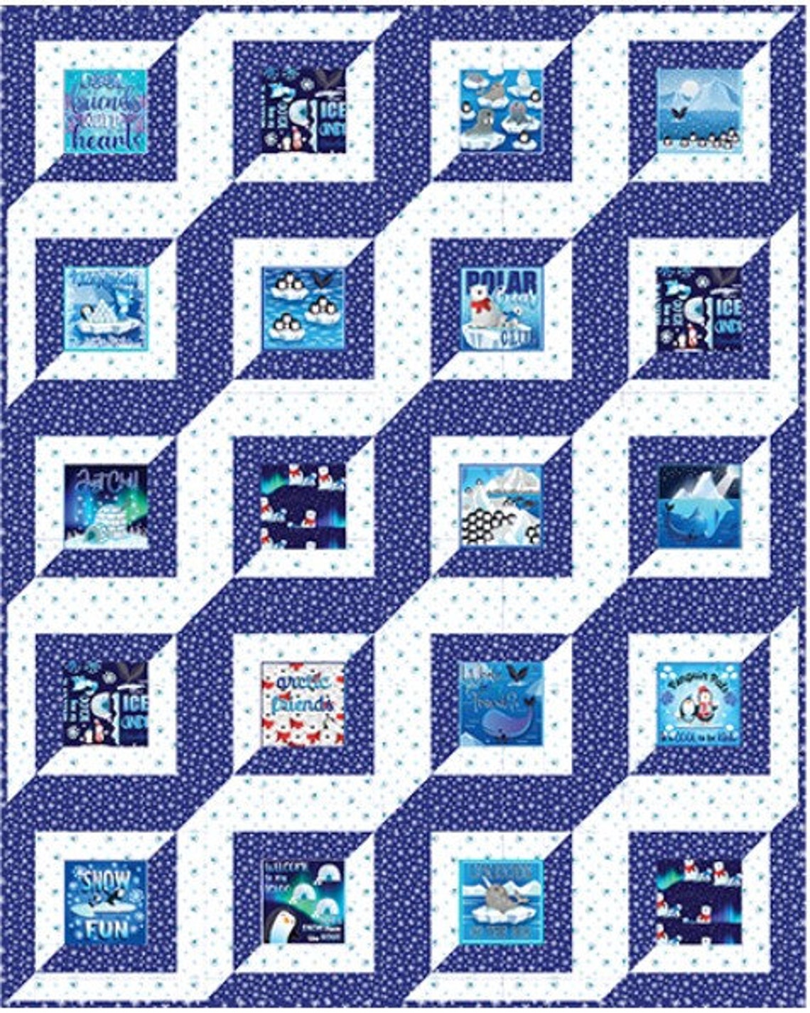 Benartex~arctic Friends~playful Penguins~royal Blue~cotton Fabric by ...