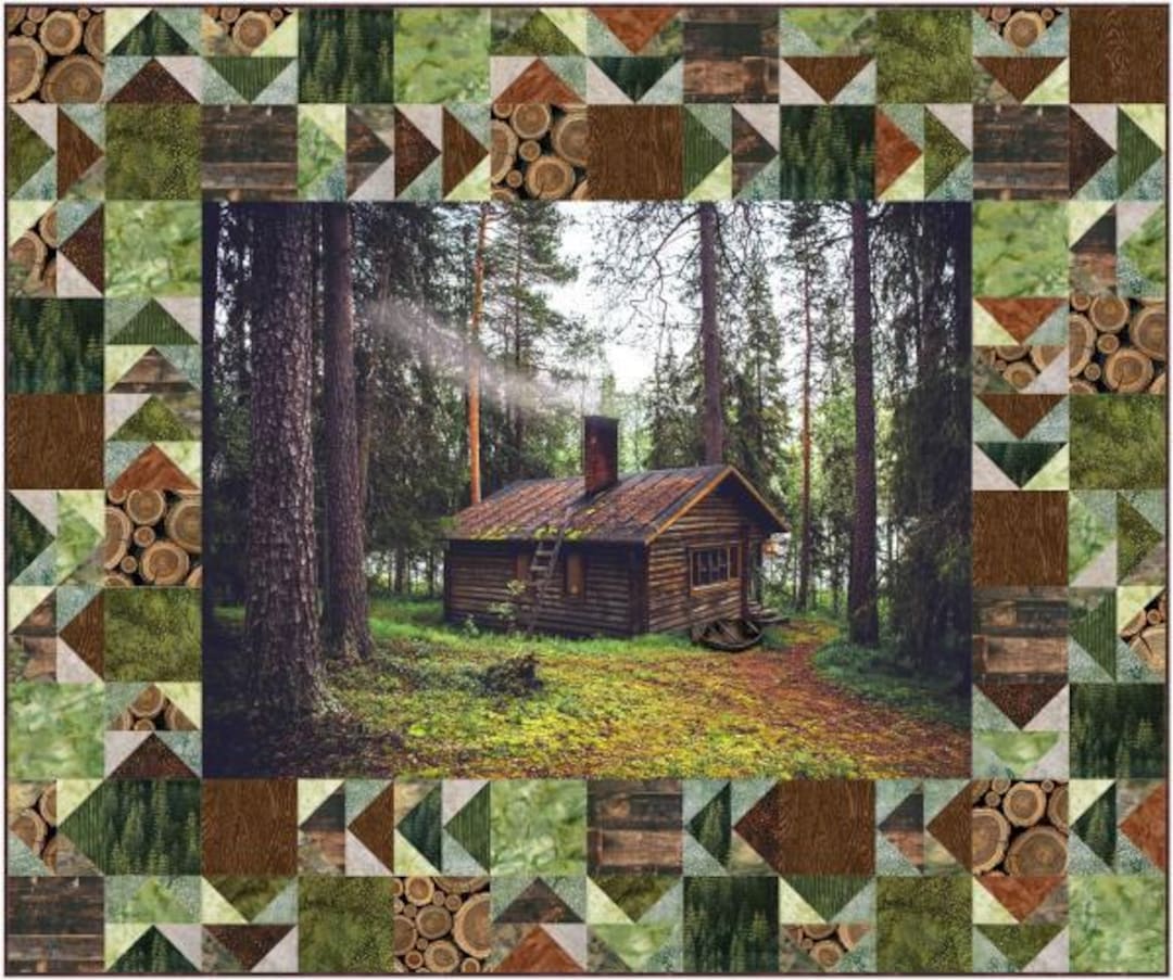Quilt Kit~underground~60" X 50" off the Grid Cabin in Woods Panel Quilt ...