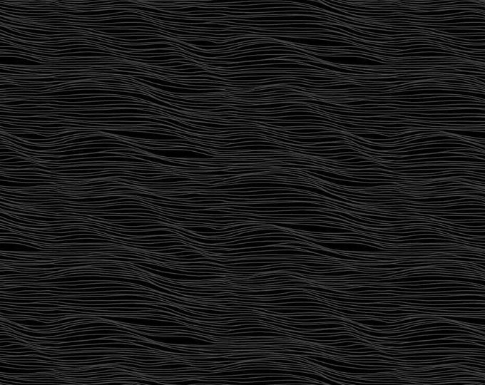 Eob~figo - Elements - Wavy Lines - Black - Cotton Fabric by the Yard or ...