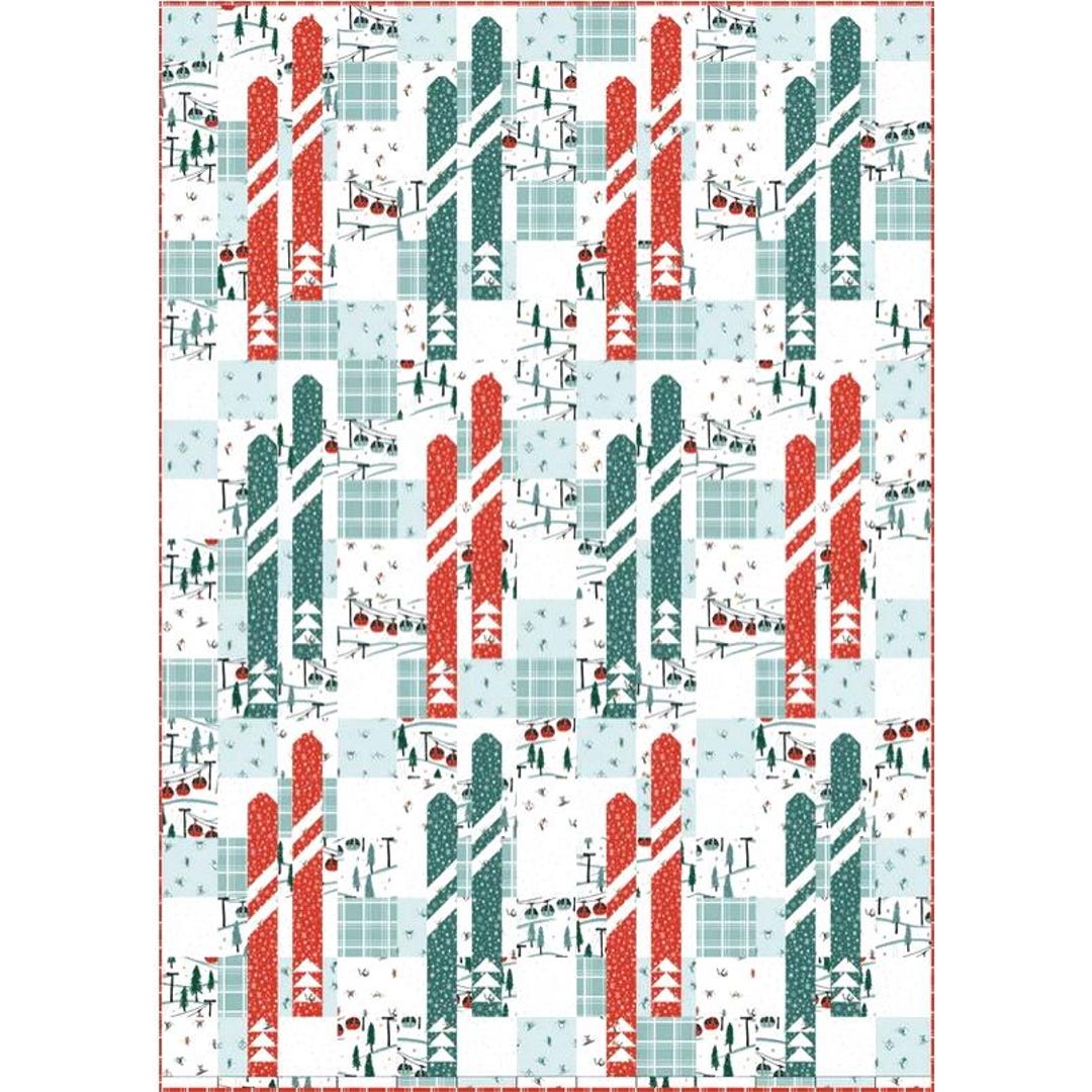 Quilt Kit~skis Quilt~52.5" X 73.5" Ski Hill Throw Quilt (includes ...