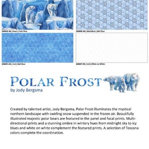 Northcott Polar Frost Polar Bears Dark Blue Cotton Fabric by the Yard ...