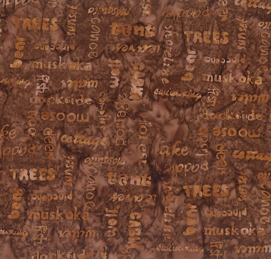 Banyan Batiks Canoe Lake Words Sponge Toffee Cotton Batik Fabric by the ...