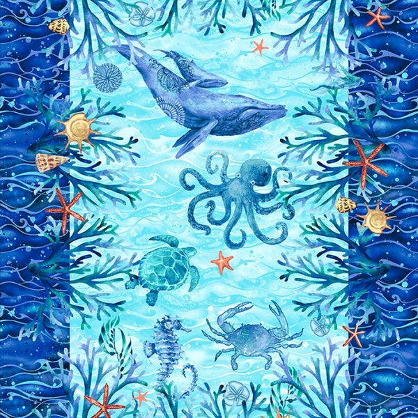 Sea Life Fabric Panel - Etsy