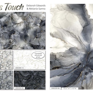 Eob~northcott~midas Touch~multi Texture W/ Metallic Gold~digital~black/grey~cotton Fabric by the ...