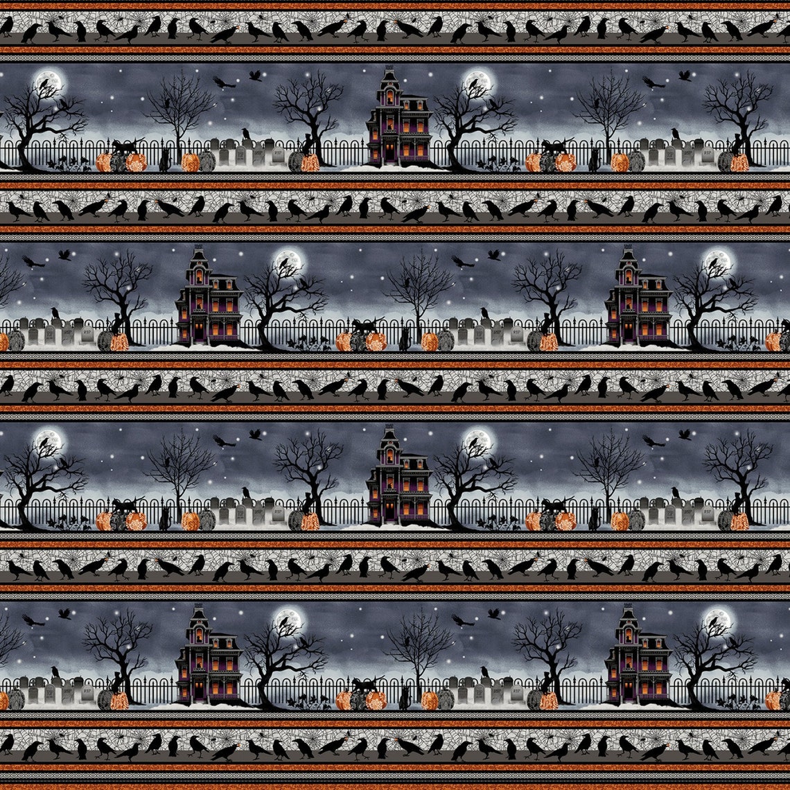 Studio E~spooky Night~50"x26" Table Runner and Six 18"x14" Place Mats ...