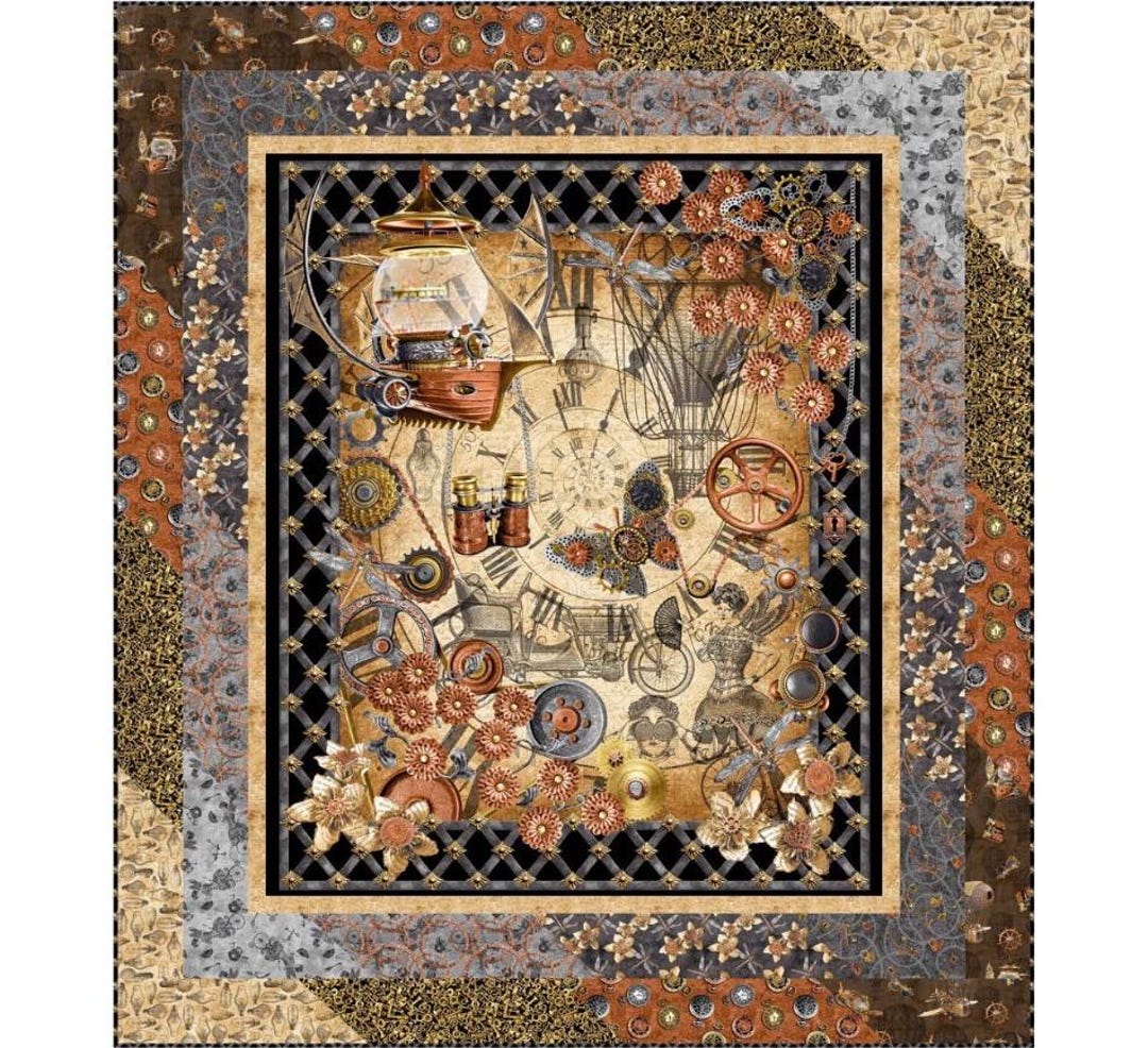 Quilt Kit~gallery Drama Quilt~53" X 59" Full Steam Ahead Steampunk ...