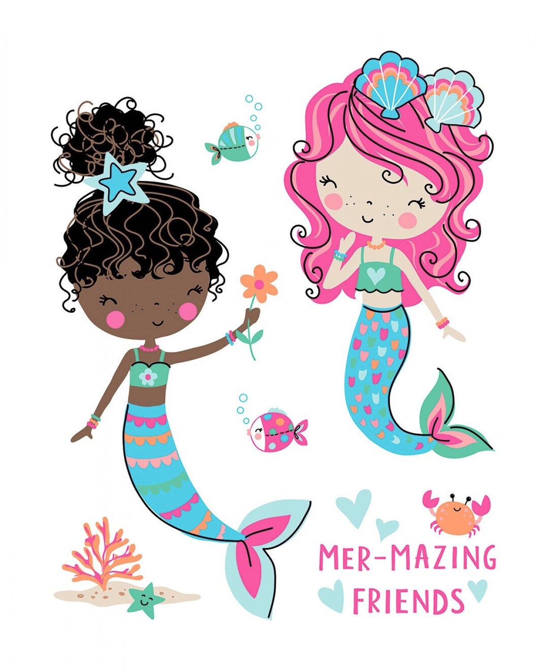 Riley Blake~mer-mazing~36" X 43" Mermaid Friends Panel~multi~cotton ...