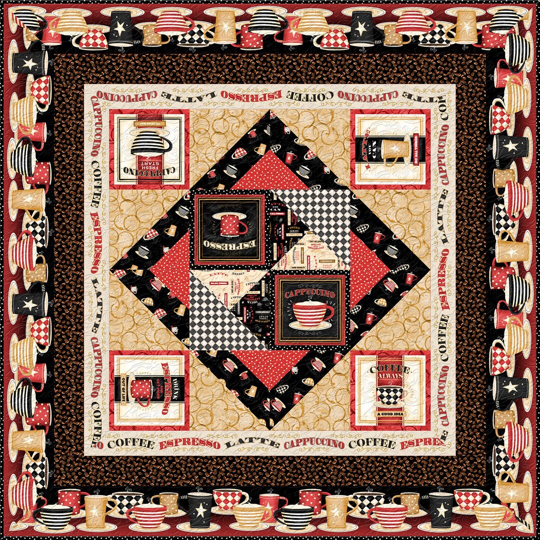 Quilt Kit~coffee Always~53" X 53" Coffee Theme Table Topper Quilt ...
