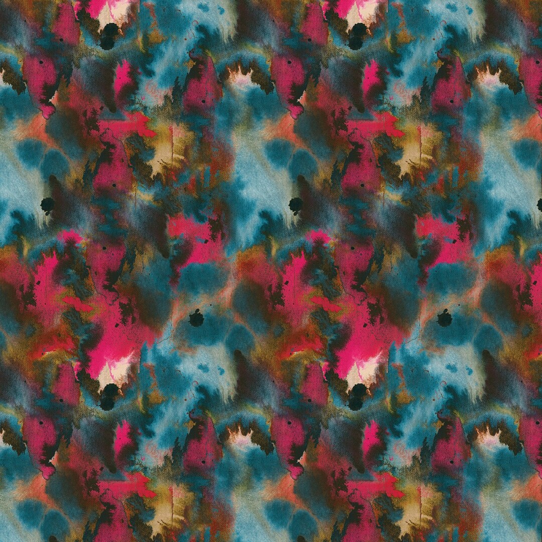 Benartex~reflections by Marta Cortese~color Wash~digital~red Teal ...