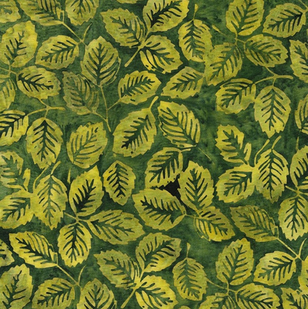 Island Batik~earthly Greens~mint Basil Leaves~green Grass~cotton Batik ...