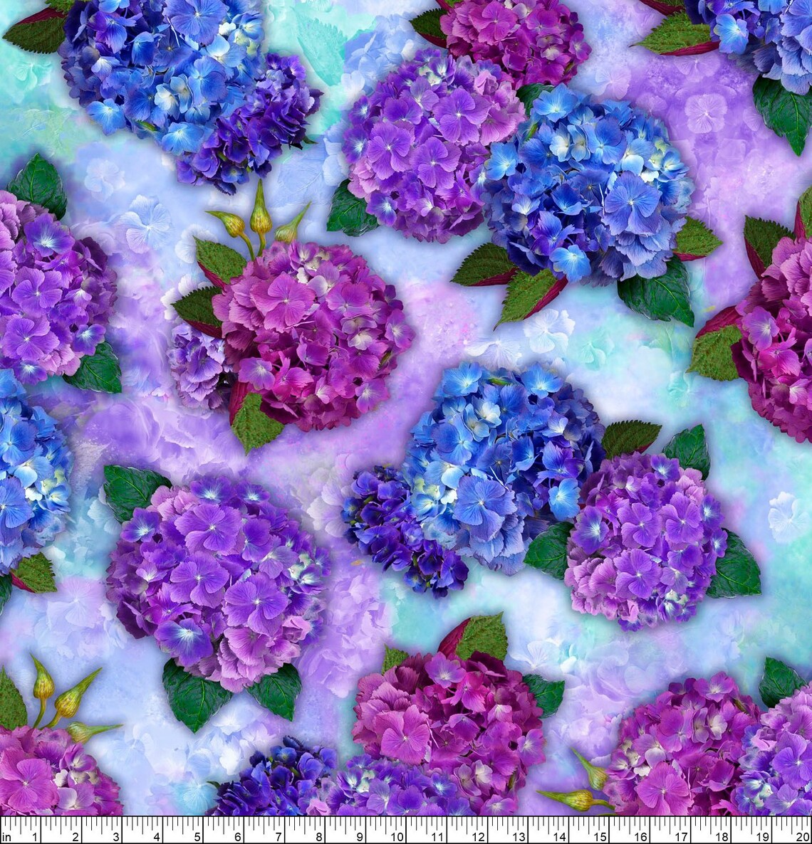 Quilting Treasures Hydrangea Blooms Large Hydrangea Digital Multi ...