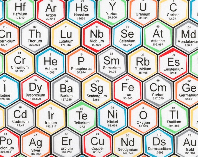 Eob~robert Kaufman~science Fair 2~periodic Table~white~cotton Fabric by ...