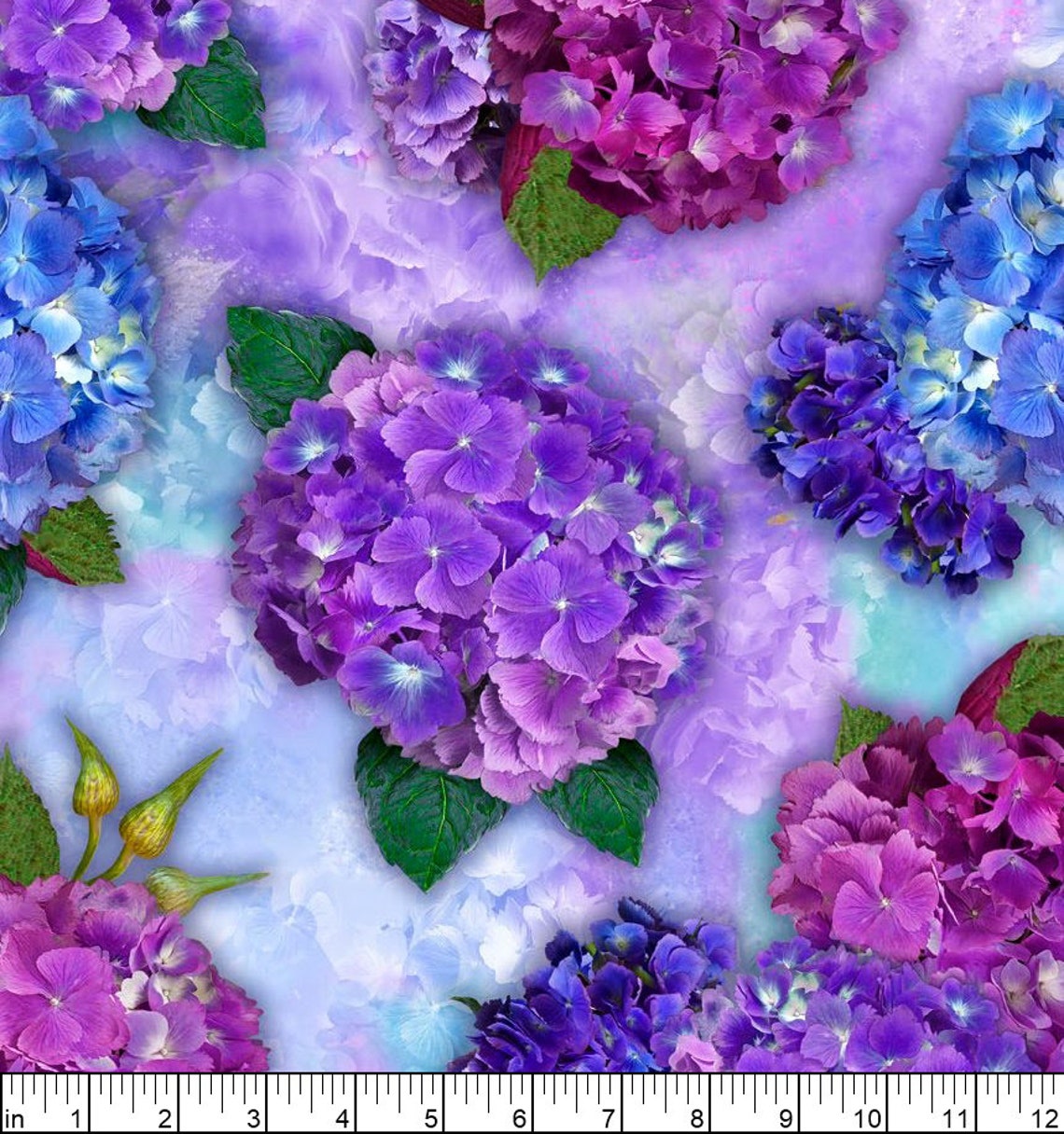 Quilting Treasures Hydrangea Blooms Large Hydrangea Digital Multi ...