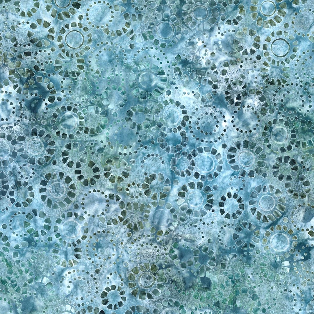 Wilmington Batiks~shoreline~mosaic Circles~blue/green~cotton Batik ...