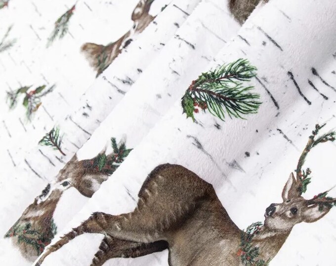 EOB Shannon Digital Cuddle® Prints Winter Deer 2.5mm Pile Snow~minky ...