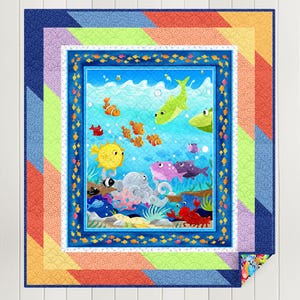 Susybee~under the Sea~37" Sea Creature Panel~multi~cotton Fabric by the ...