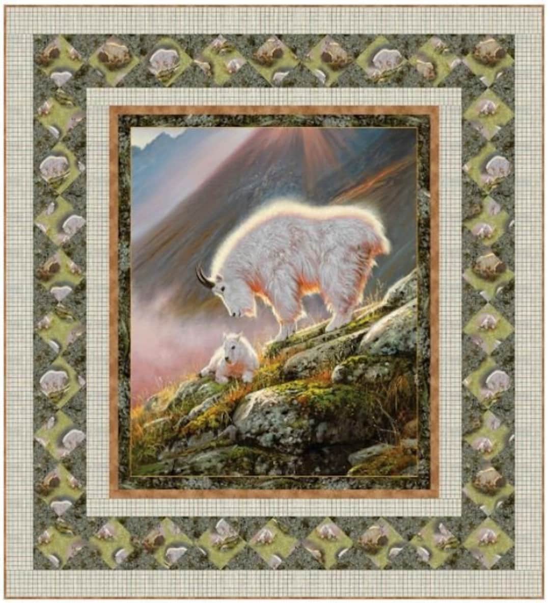 Quilt Kit~reaching New Heights~60" X 66" Mountain Goat Throw Quilt ...