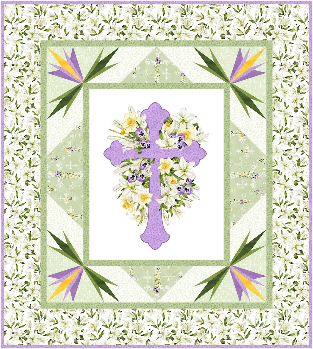 Quilt Kit~lily Frame~51" X 57" Spring Awakening Panel Throw Quilt ...