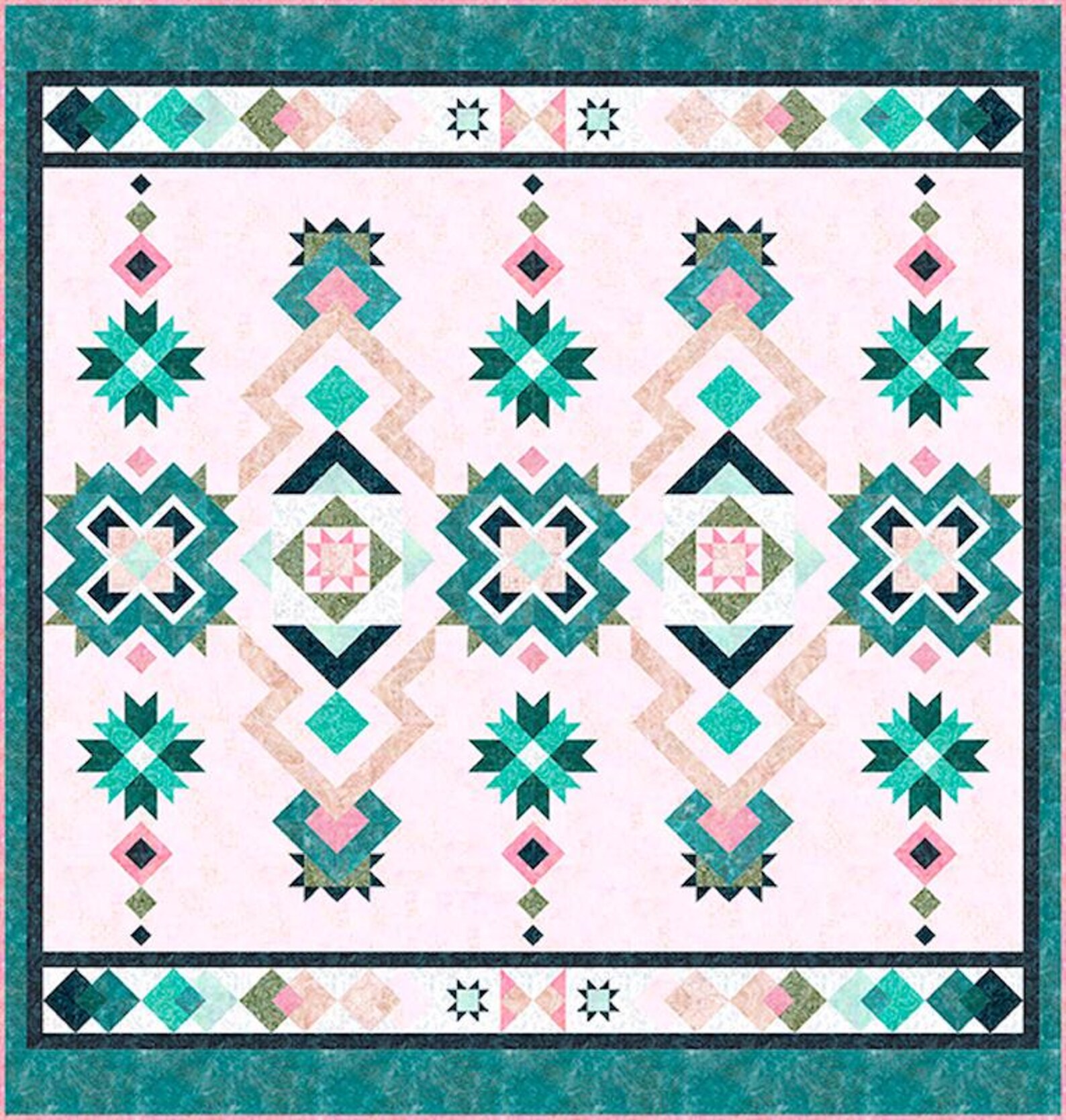 EOB Wilmington Batiks Desert Blossom Paisley and Flowers Aqua/blue ...