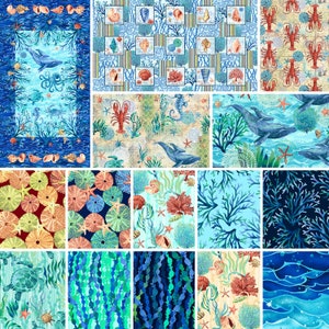 Studio E Deep Blue Sea 24 X 44 Sea Creature - Etsy