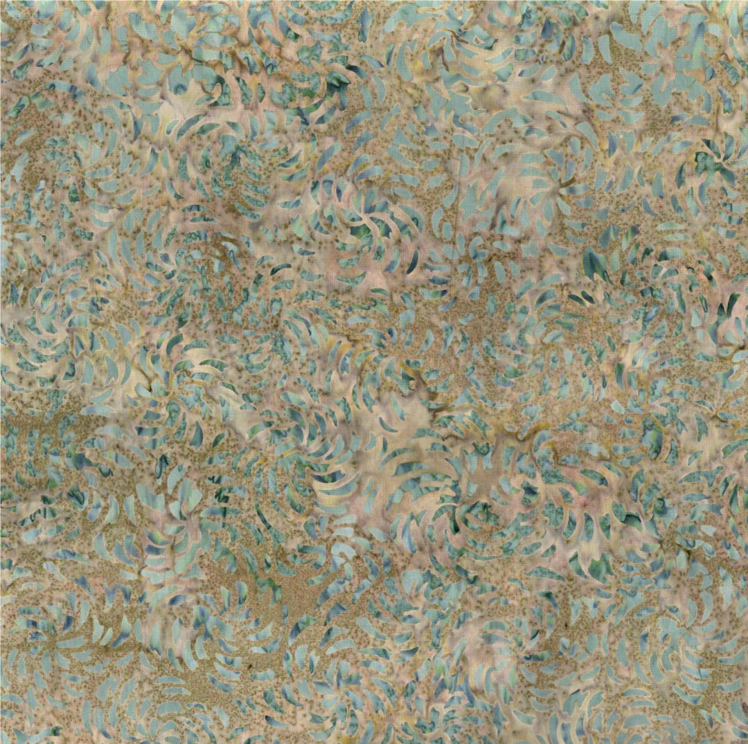 Eob~banyan Batiks~pearls~leaf~teal/brown~cotton Batik Fabric by the ...