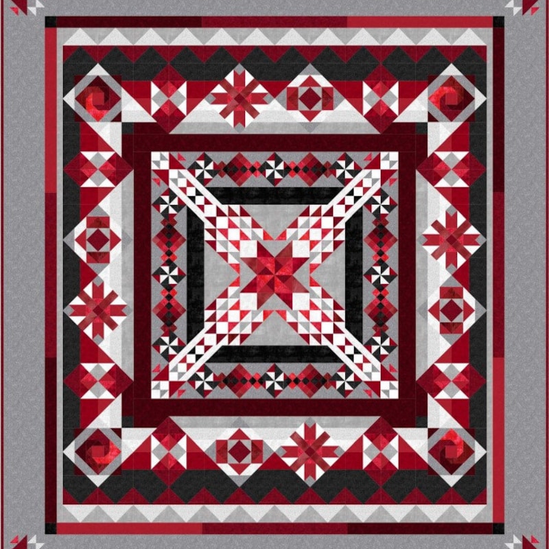 Red and Gray Quilt - Etsy