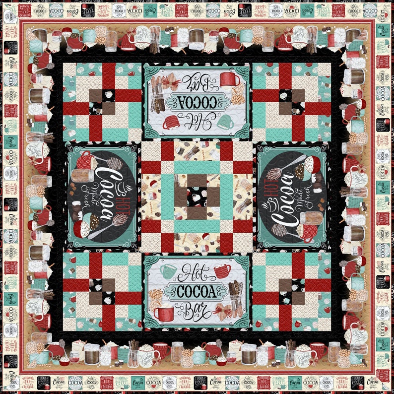 Quilt Kit~cocoa Sweet~59.5" X 59.5" Hot Cocoa Table Topper Quilt ...