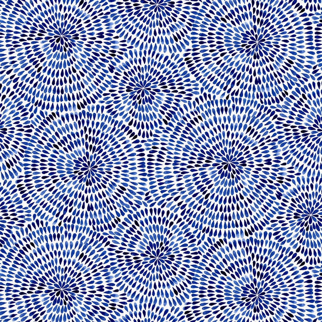 P&B Textiles by the Sea Radiating Droplets White Cotton Fabric by the ...
